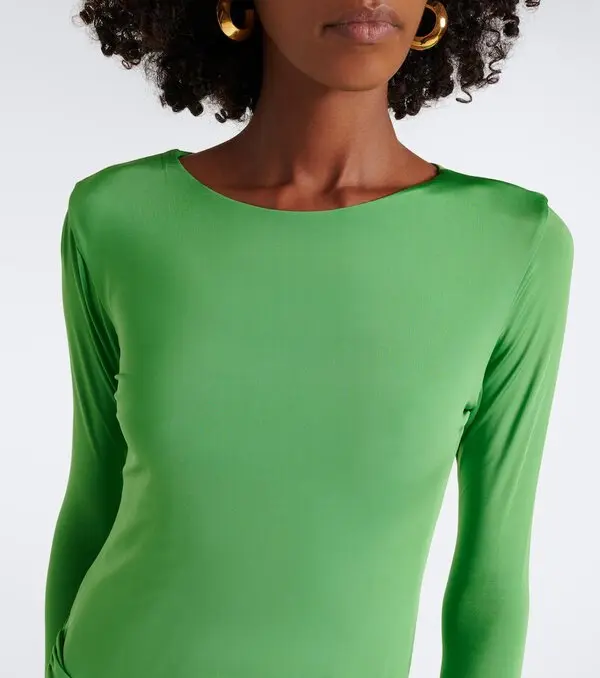 CALA DE LA CRUZ Eres Gathered Jersey Maxi Dress - Green