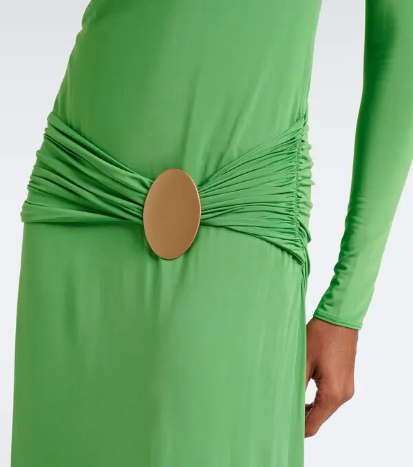 CALA DE LA CRUZ Eres Gathered Jersey Maxi Dress - Green