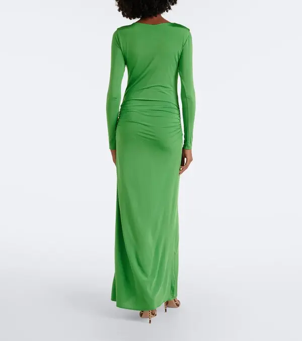 CALA DE LA CRUZ Eres Gathered Jersey Maxi Dress - Green