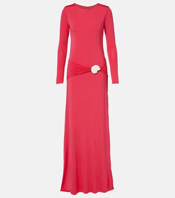 CALA DE LA CRUZ Eres Gathered Jersey Maxi Dress - Pink