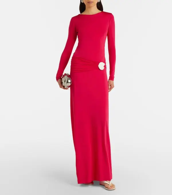 CALA DE LA CRUZ Eres Gathered Jersey Maxi Dress