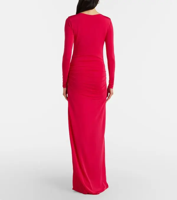 CALA DE LA CRUZ Eres Gathered Jersey Maxi Dress