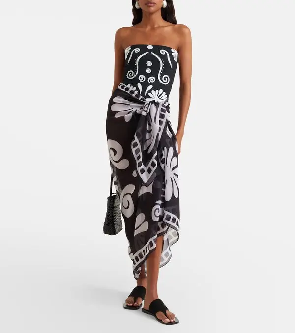 CALA DE LA CRUZ Luana Printed Beach Cover-up - Black