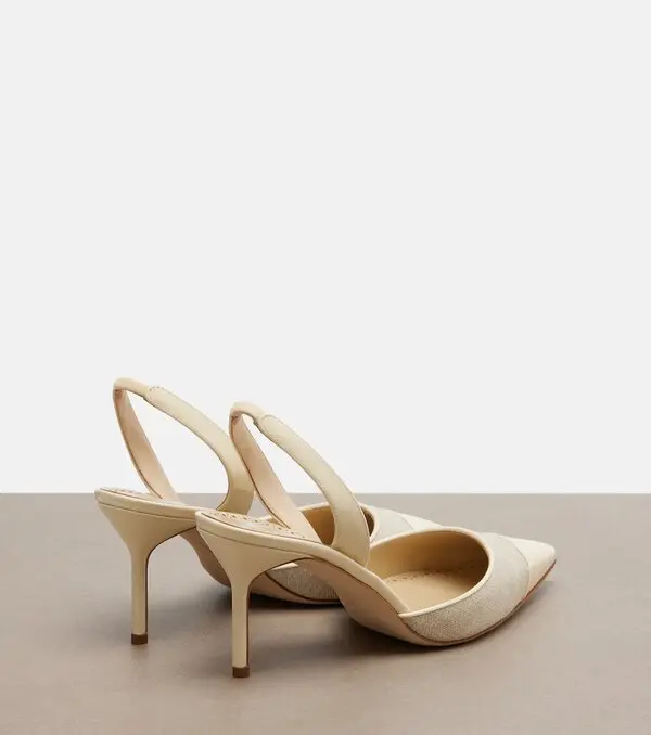 Manolo Blahnik Capsli Leather-trimmed Slingback Pumps - Beige