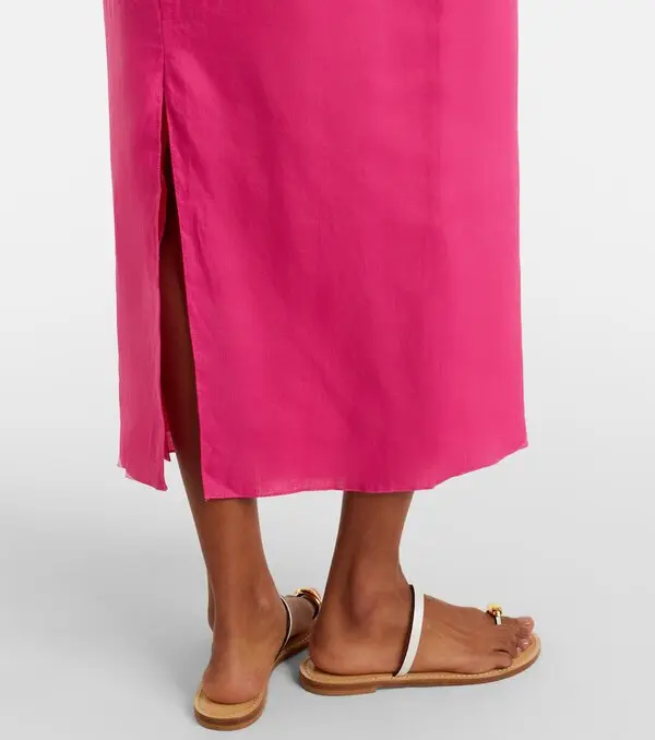 CALA DE LA CRUZ Orly Cutout Linen Midi Dress