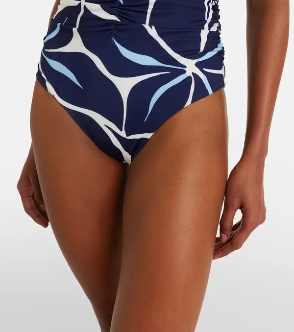 CALA DE LA CRUZ Printed Strapless One-piece Swimsuit - Blue