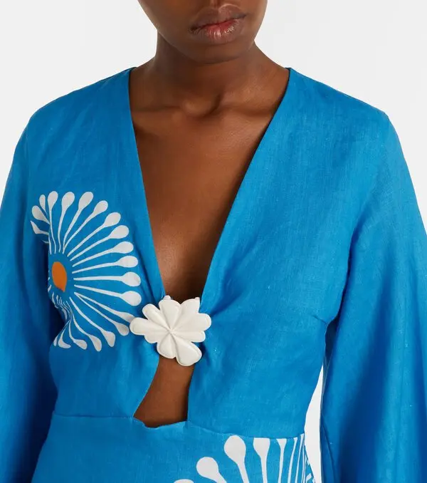 CALA DE LA CRUZ Vera Floral Linen Mini Dress
