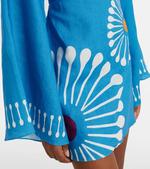 CALA DE LA CRUZ Vera Floral Linen Mini Dress
