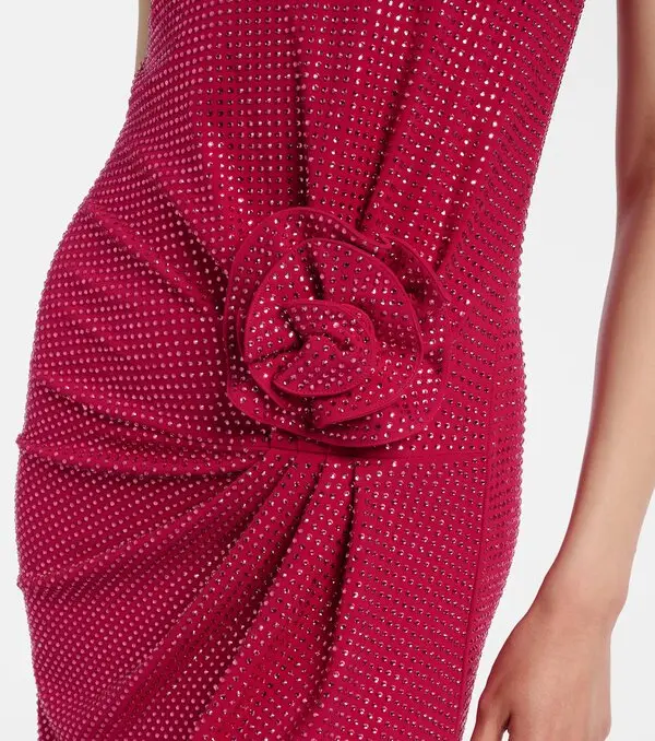 Roland Mouret Floral-appliqué Embellished Gathered Maxi Dress - Pink