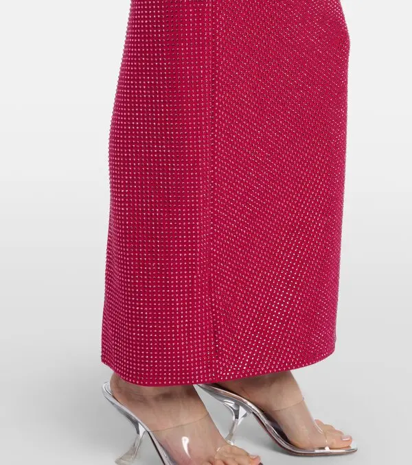 Roland Mouret Floral-appliqué Embellished Gathered Maxi Dress - Pink