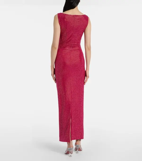 Roland Mouret Floral-appliqué Embellished Gathered Maxi Dress - Pink