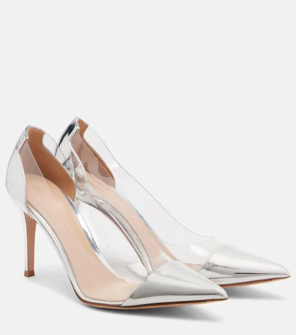 GIANVITO ROSSI Plexi Mirrored Leather And Tpu Pumps - Silver