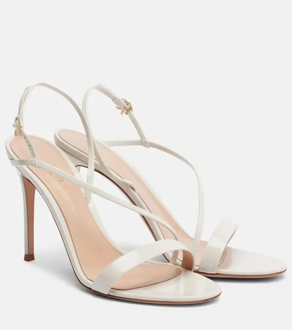 GIANVITO ROSSI Patent Leather Slingback Sandals - White