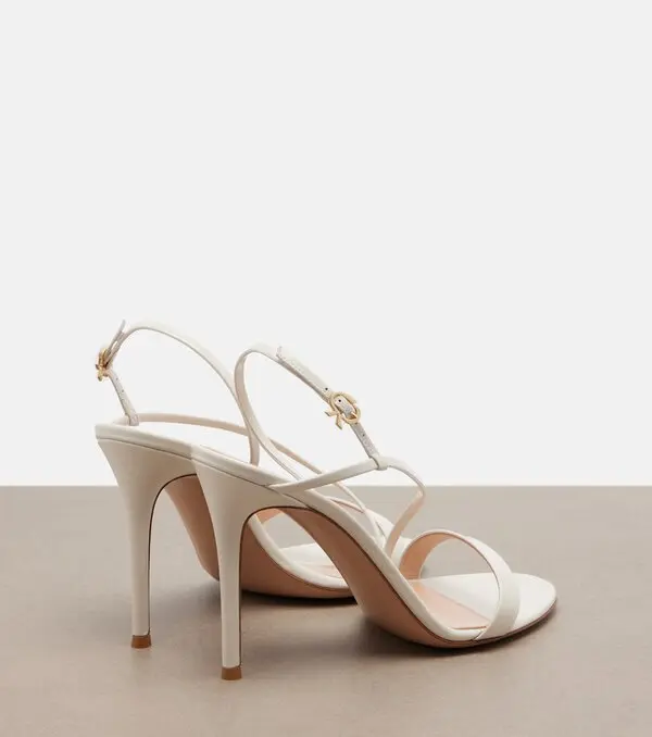 GIANVITO ROSSI Patent Leather Slingback Sandals - White