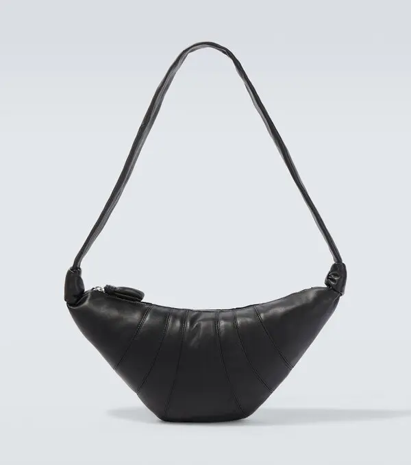 LEMAIRE Croissant Medium Leather Shoulder Bag - Black