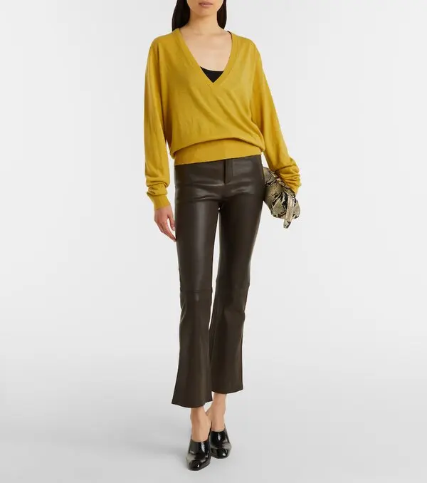 Stouls Dean 22 Leather Flared Pants - Brown