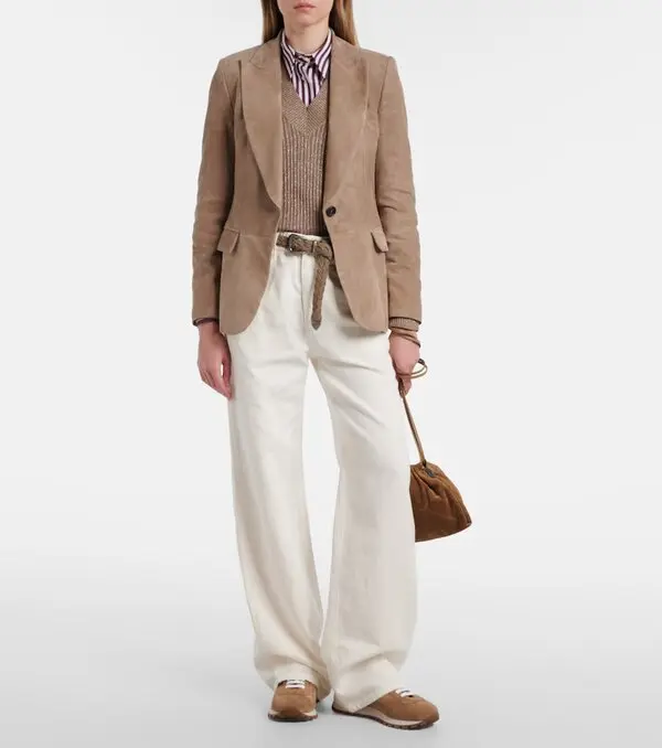 Brunello Cucinelli Suede Blazer - Brown