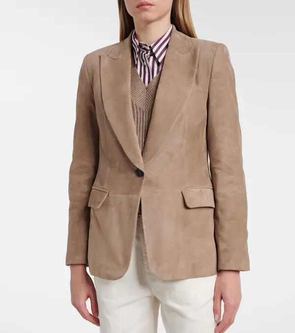 Brunello Cucinelli Suede Blazer - Brown