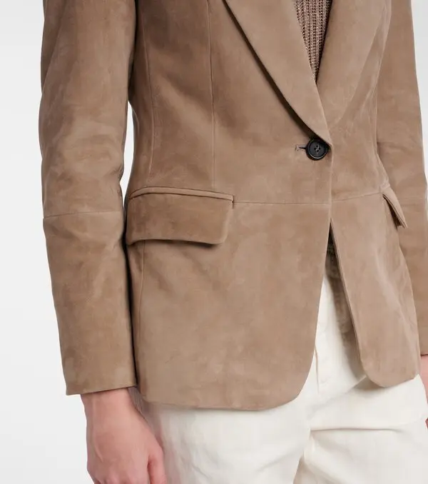 Brunello Cucinelli Suede Blazer - Brown