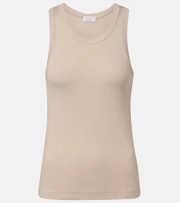 Brunello Cucinelli Monili Cotton-blend Tank Top - Beige