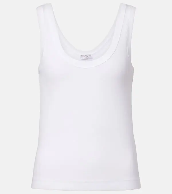 Brunello Cucinelli Monili Cotton-blend Tank Top - White