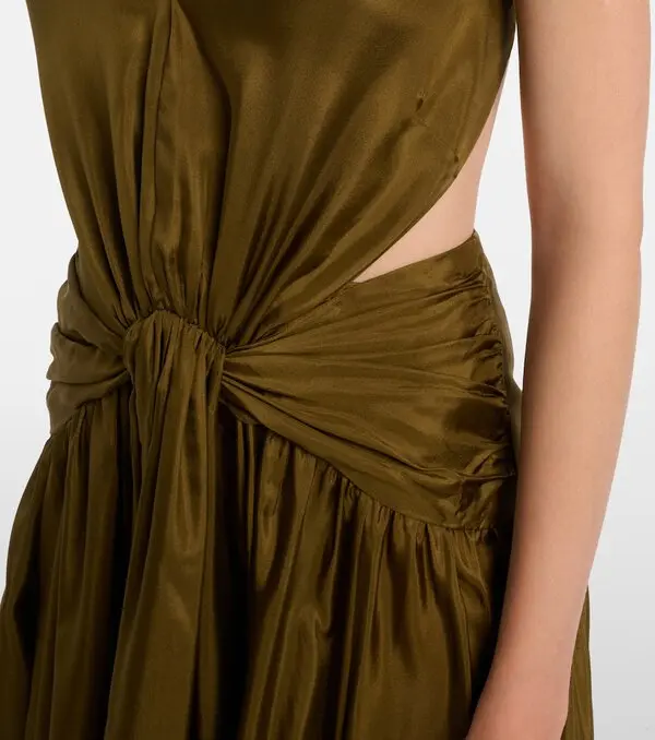 Zimmermann Indra Cutout Halterneck Silk Maxi Dress - Green