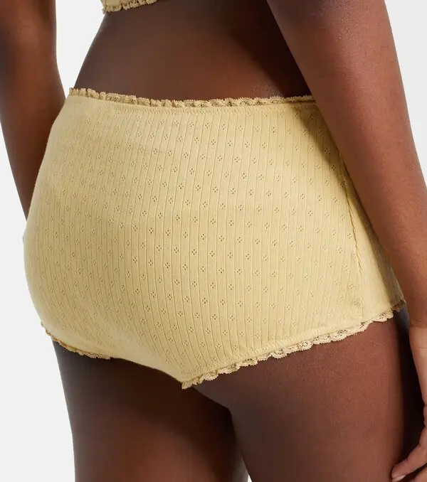 Miu Miu Pointelle Cotton Micro Shorts - Yellow