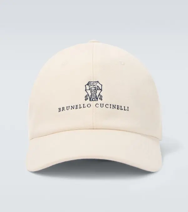 Brunello Cucinelli Logo Canvas Baseball Cap - White