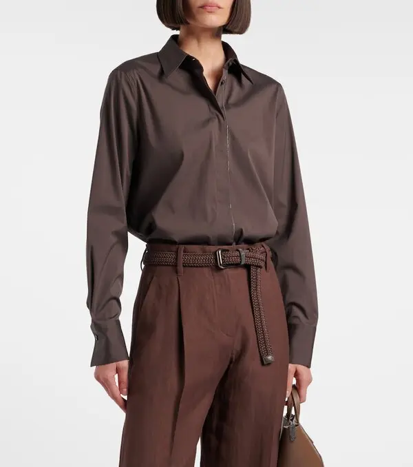 Brunello Cucinelli Monili Cotton-blend Poplin Blouse