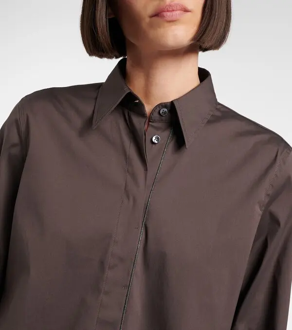 Brunello Cucinelli Monili Cotton-blend Poplin Blouse