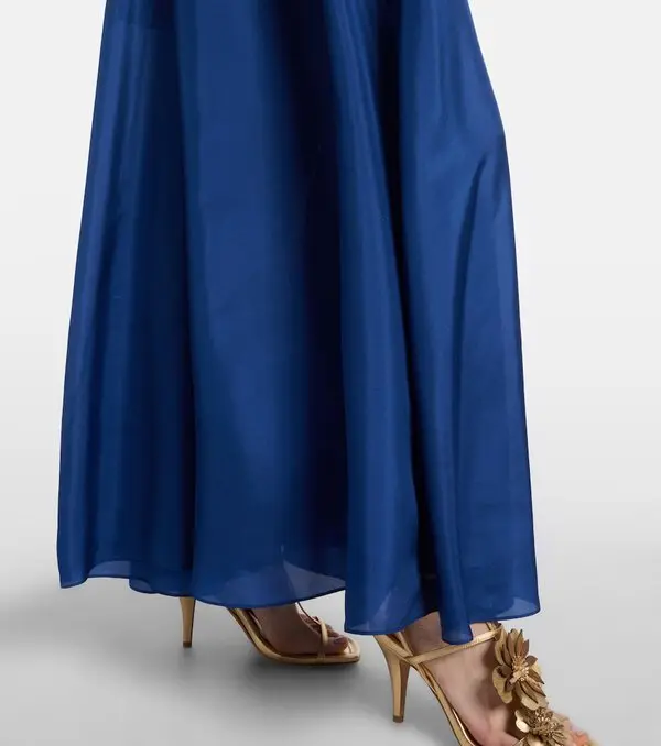 Zimmermann Aster Beaded Halterneck Silk Maxi Dress - Blue