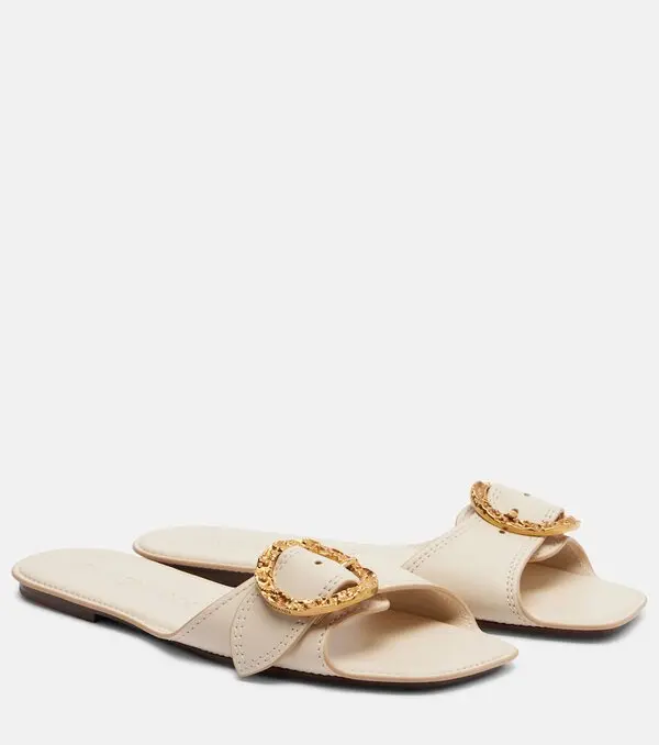 Zimmermann Solena Leather Slides - Beige