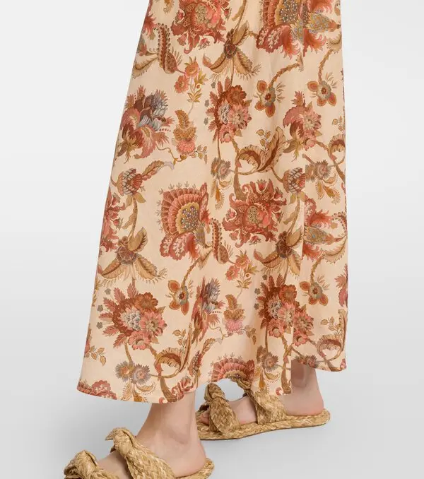 Zimmermann Aster Beaded Floral Linen Maxi Dress - Beige