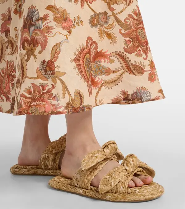 Zimmermann Carousel Raffia Espadrille Slides - Beige