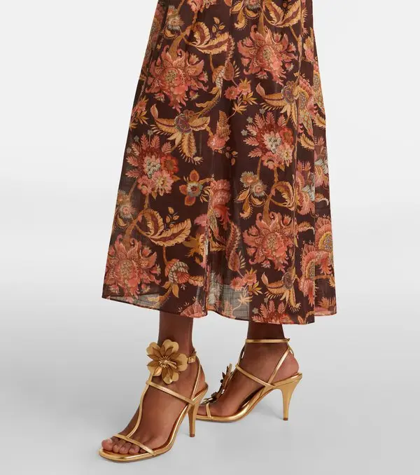 Zimmermann Aster Cutout Floral Cotton Midi Dress - Brown