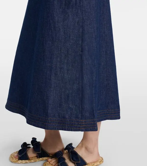 Zimmermann Aster Ruffled Denim Midi Dress
