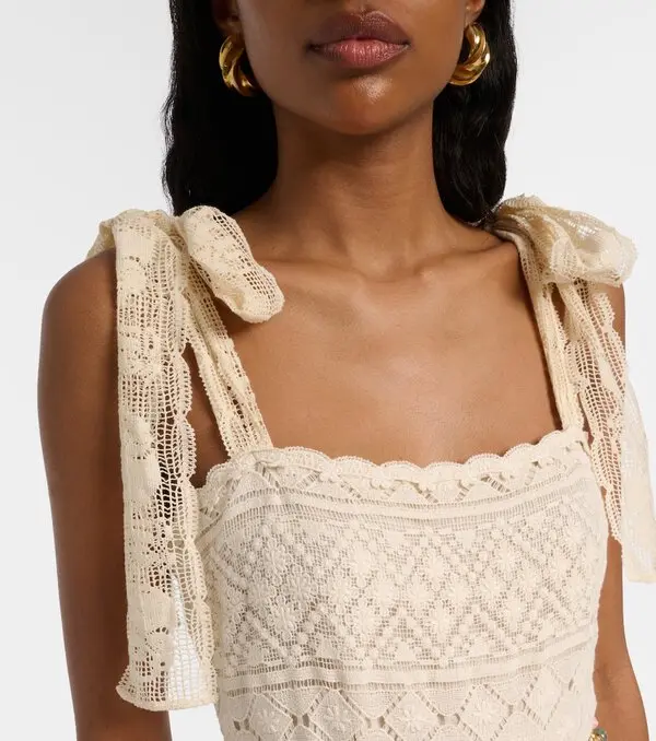 Zimmermann Indra Belted Cotton Lace Midi Dress - White