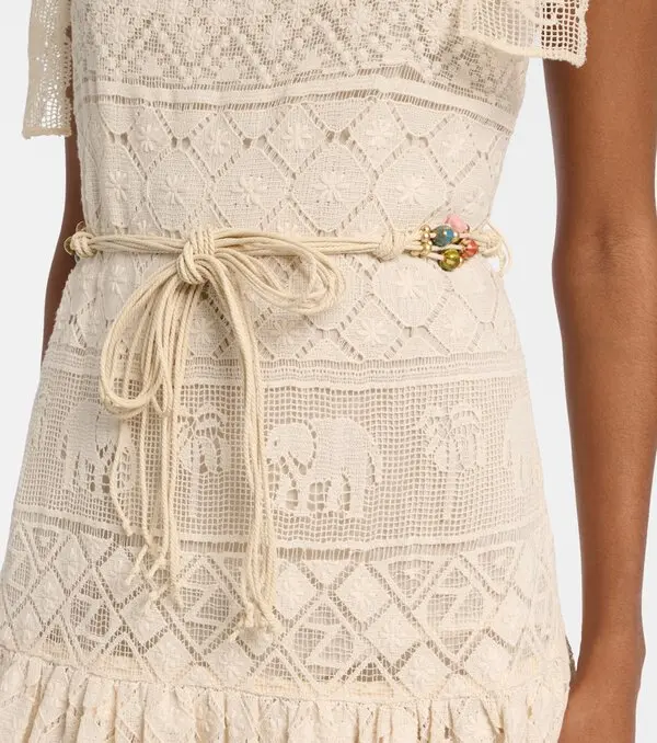Zimmermann Indra Belted Cotton Lace Midi Dress - White