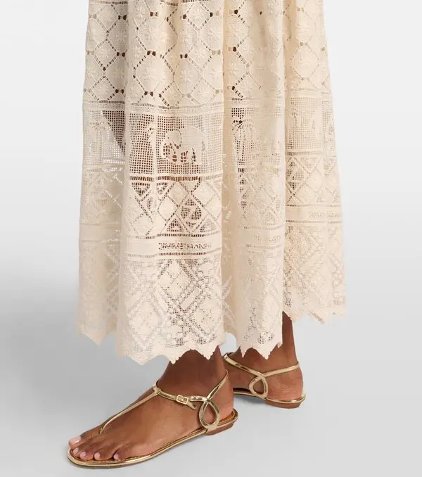 Zimmermann Indra Belted Cotton Lace Midi Dress - White