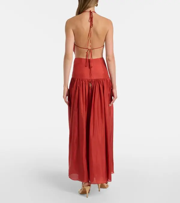 Zimmermann Indra Cutout Draped Maxi Dress - Red