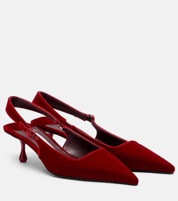 JIMMY CHOO Amel Velvet Slingback Pumps - Red