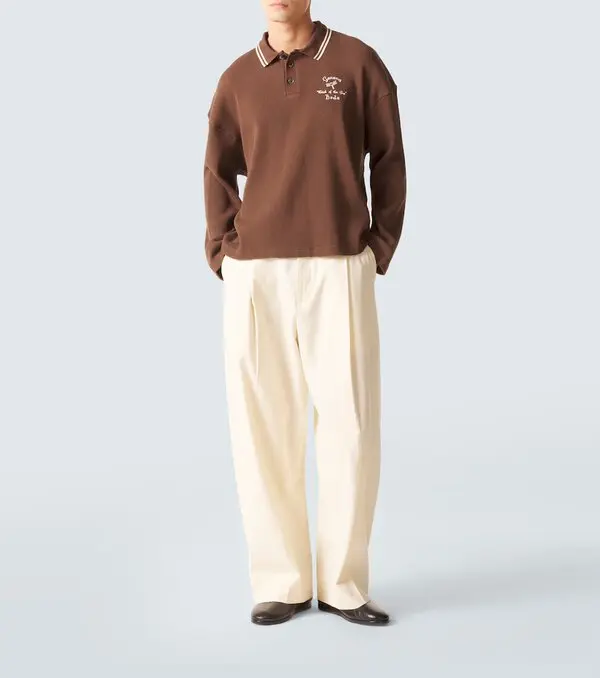 BODE Geneva Waffle-knit Cotton Polo Sweater - Brown