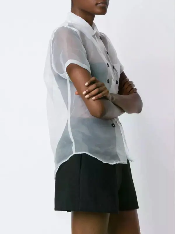 Comme Des Garçons Sheer Button Detail Blouse