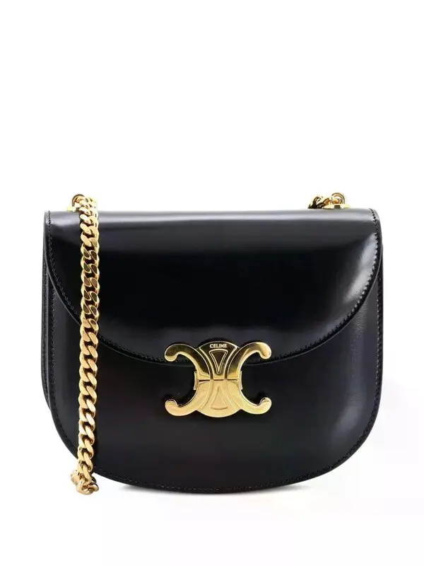 Celine Triomphe Besace Clea Chain Flap Bag - Black