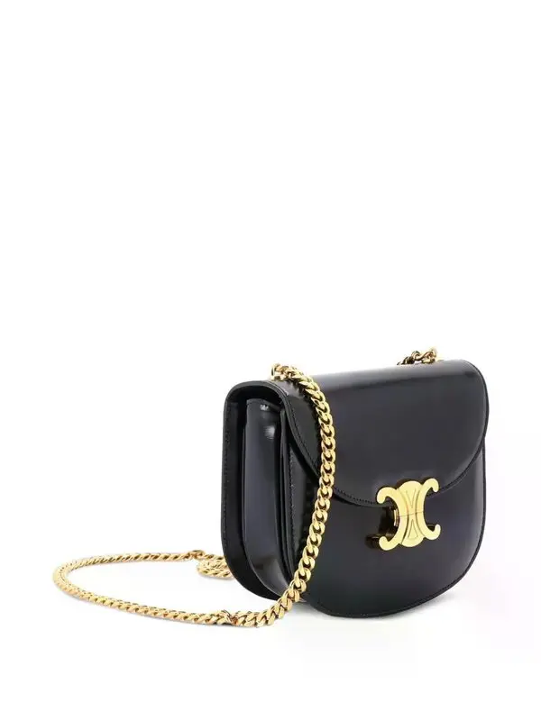 Celine Triomphe Besace Clea Chain Flap Bag - Black