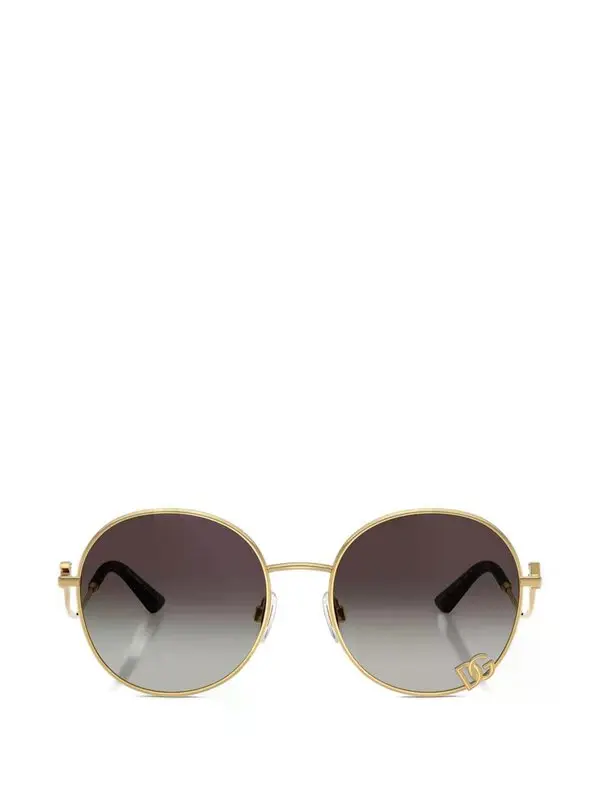 Dolce & Gabbana Logo Round-frame Sunglasses - Gold