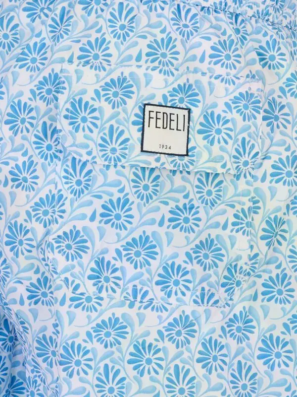 Fedeli Floral-print Swim Shorts - Blue