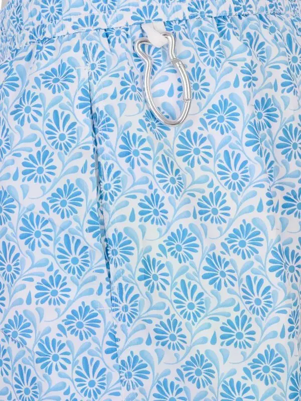 Fedeli Floral-print Swim Shorts - Blue