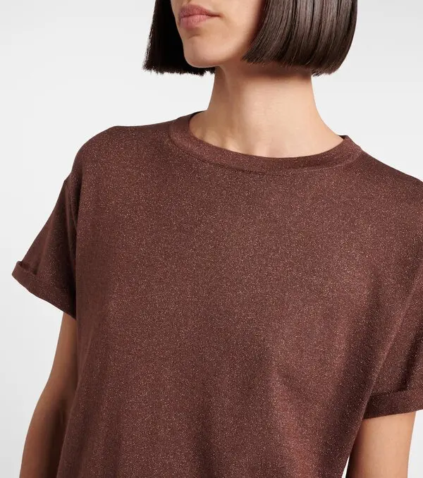 Brunello Cucinelli Cashmere And Silk-blend Lamé Sweater - Brown