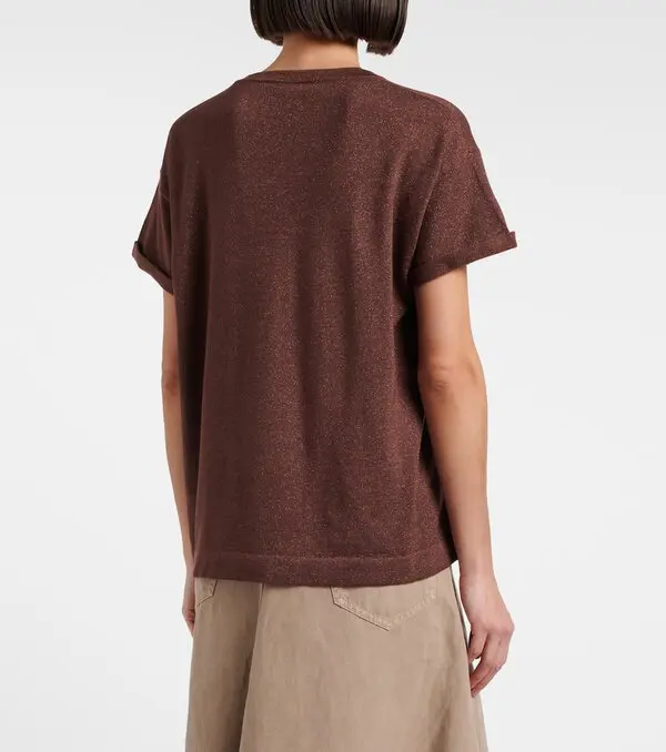 Brunello Cucinelli Cashmere And Silk-blend Lamé Sweater - Brown